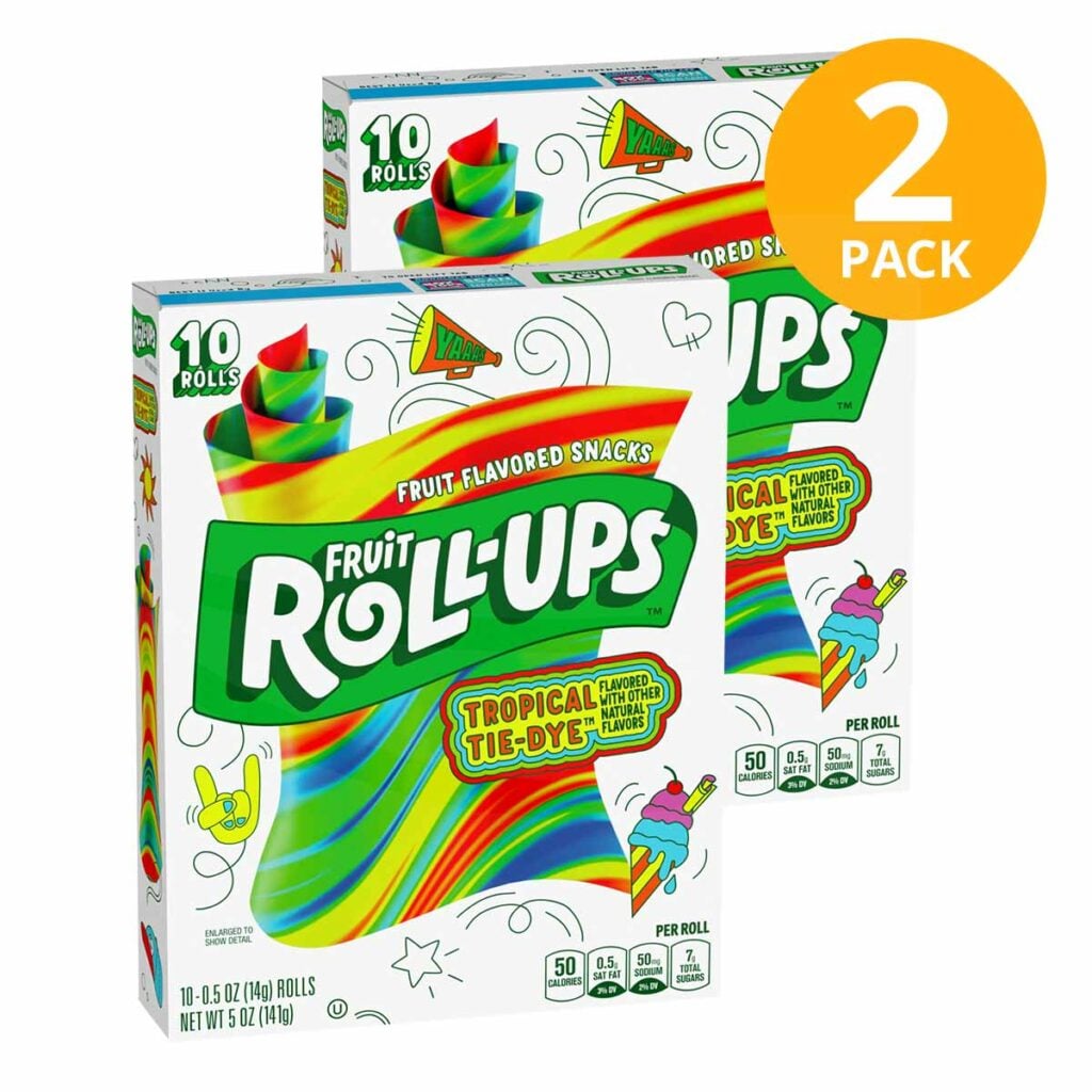 Fruit Roll-Ups, Tropical Tie-Dye, 20 Rolls (Pack de 2 x 10 ...