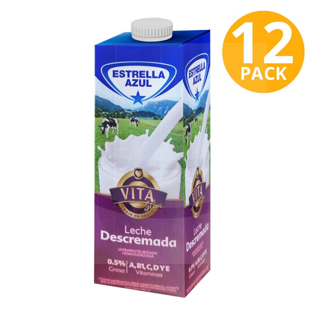 Leche Estrella Azul, Descremada 0% Grasa, 946 ml (Pack de 12 ...
