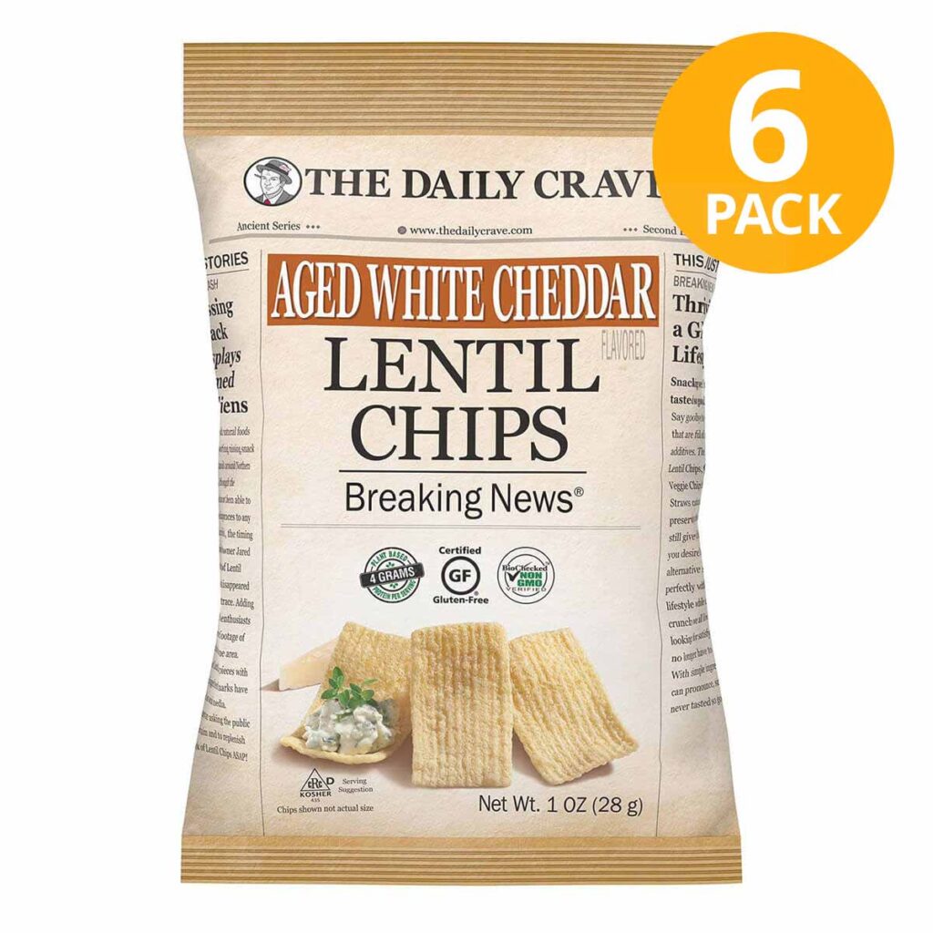 The Daily Crave, White Cheddar Lentil Chips, 1 OZ (Pack de 6 ...