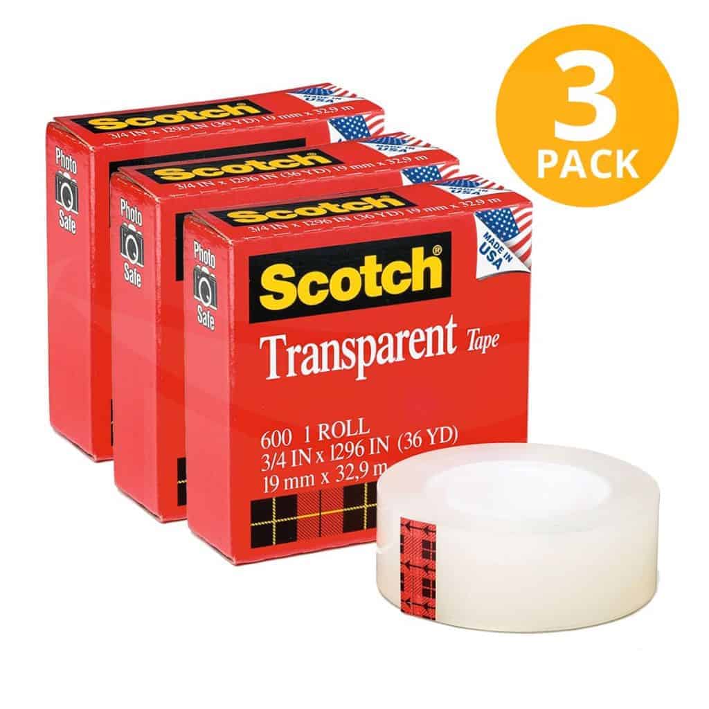 Cinta Adhesiva Transparente Delgada, Scotch, 3/4" (Pack de 3 ...