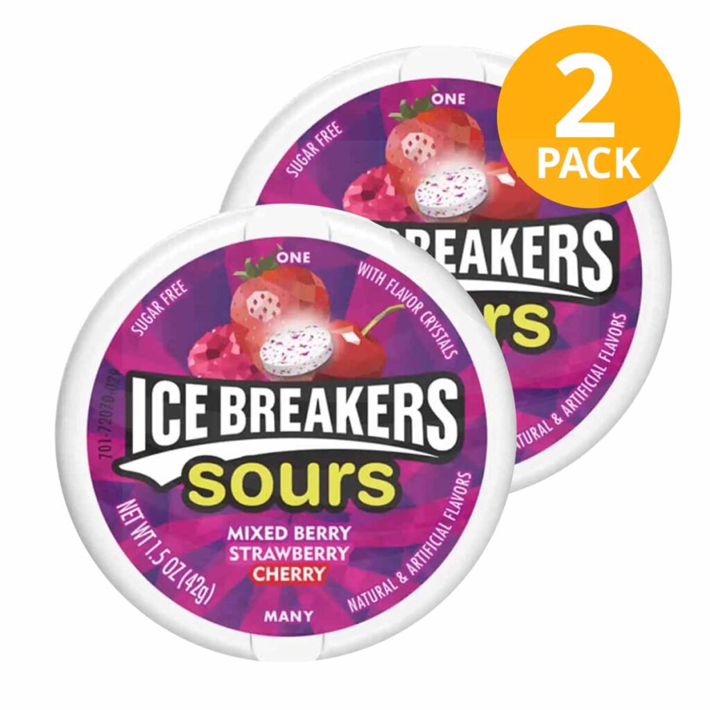 Ice Breakers Sours, Mixed Berry-Strawberry-Cherry, 1.5 OZ (Pack de 2 ...