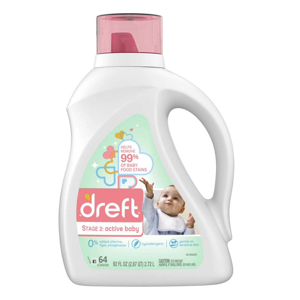 Dreft Stage 2 Active Baby, Detergente Hipoalergénico para Bebé, 92 OZ ...