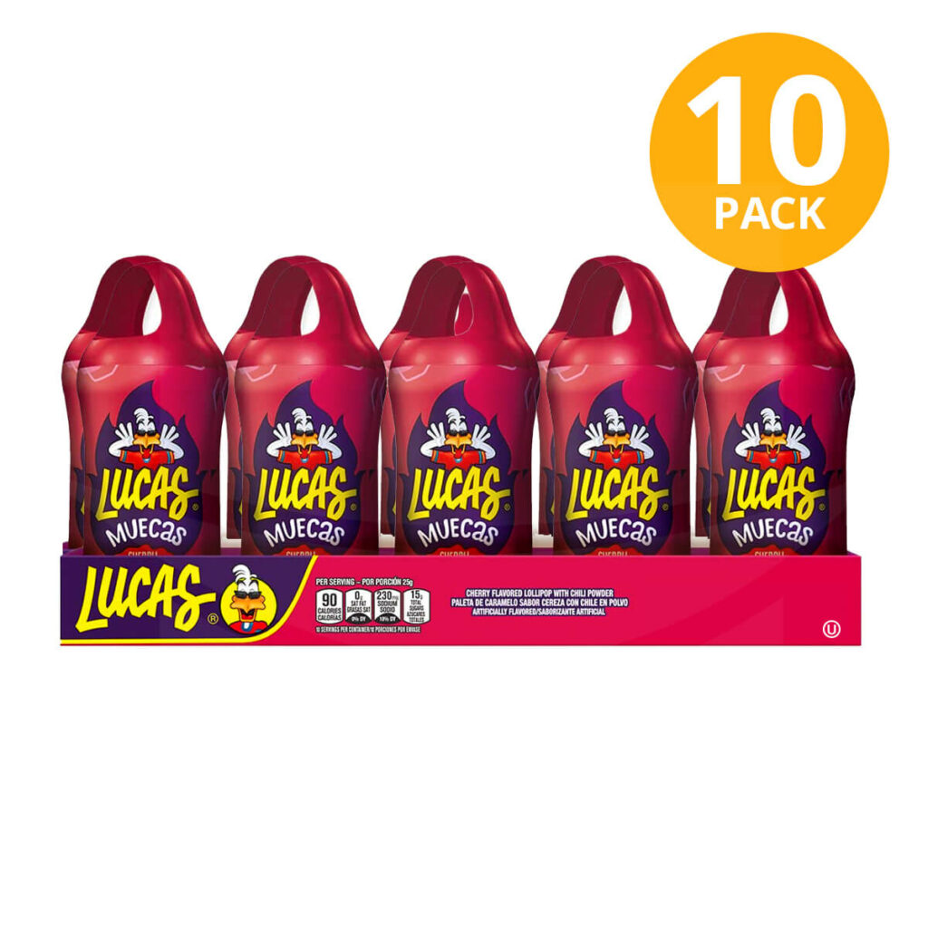 Lucas Muecas, Cereza, Paletas Lollipop con Polvo, 24 gr (Pack de 10 ...