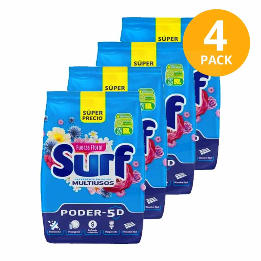 Surf Fuerza Floral, Detergente en Polvo, 900 gr (Pack de 4 ...