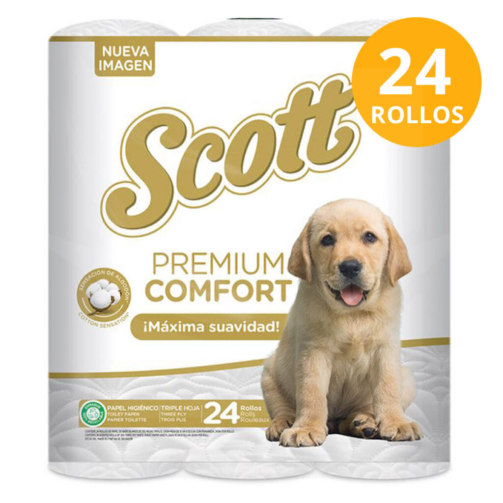 Scott Papel Higiénico Premium Comfort Triple Hoja, 24 Rollos ...