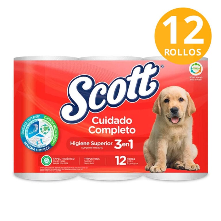 Scott Papel Higiénico 3 en 1 Cuidado Completo Triple Hoja, 12 Rollos ...