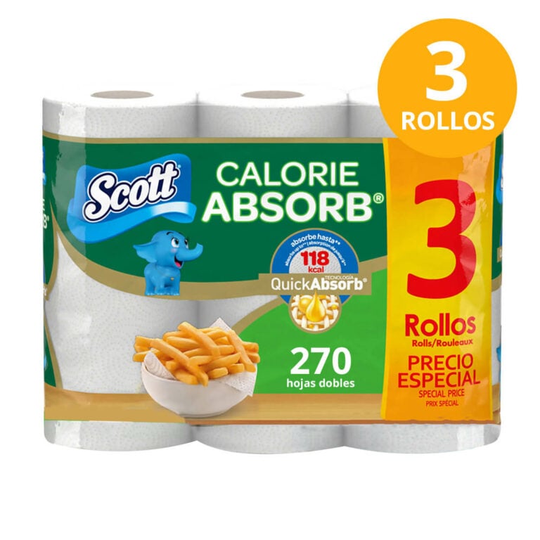 Scott Calorie Absorb Papel Toalla, 3 Rollos Dobles - Superunico - El ...