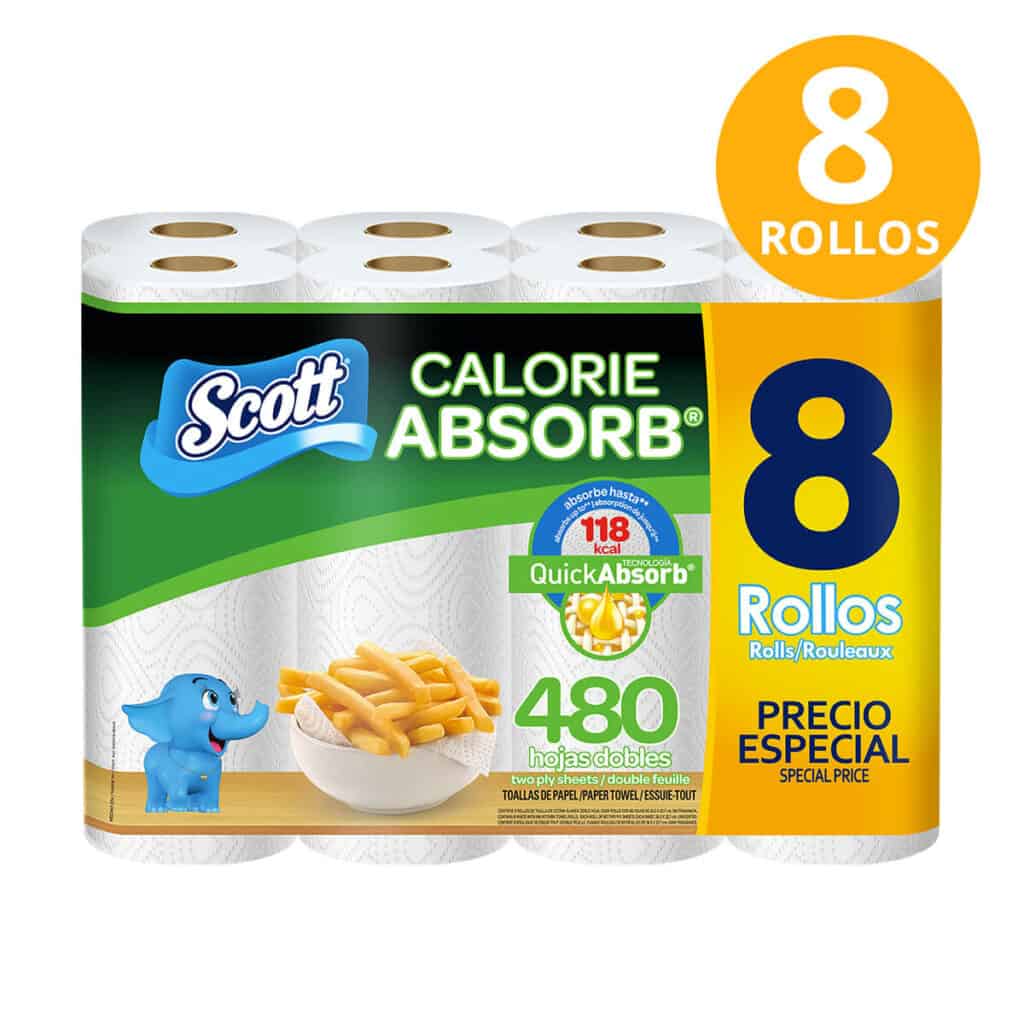 Scott Calorie Absorb Papel Toalla, 8 Rollos Dobles - Superunico - El ...