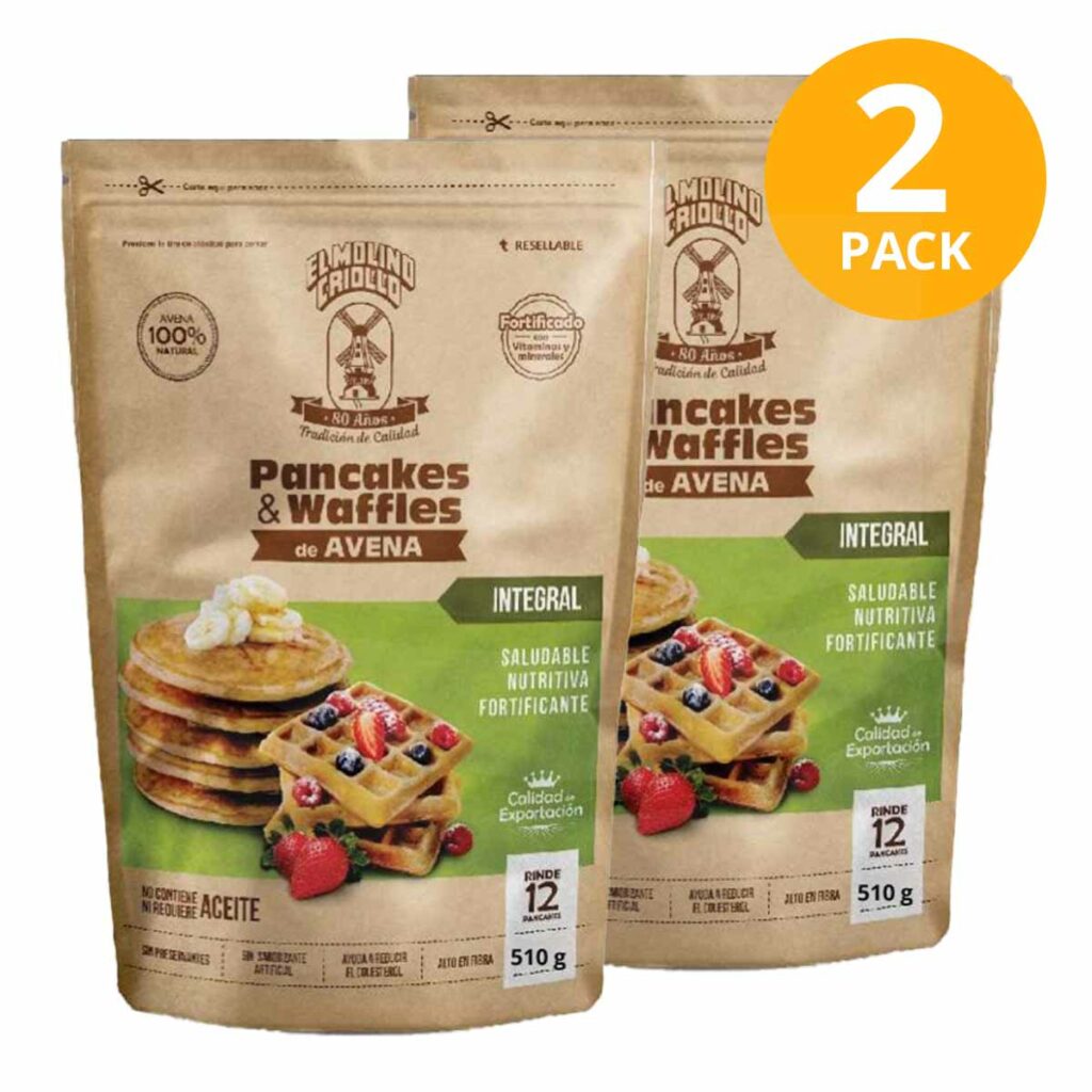 Pancakes & Waffles de Avena Integral, Molino Criollo, 510 gr (Pack de 2 ...