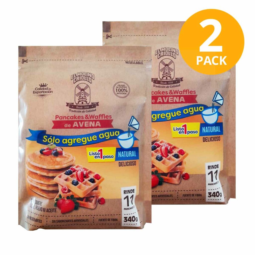 Pancakes & Waffles de Avena Natural, Sólo Agregue Agua , Molino Criollo ...