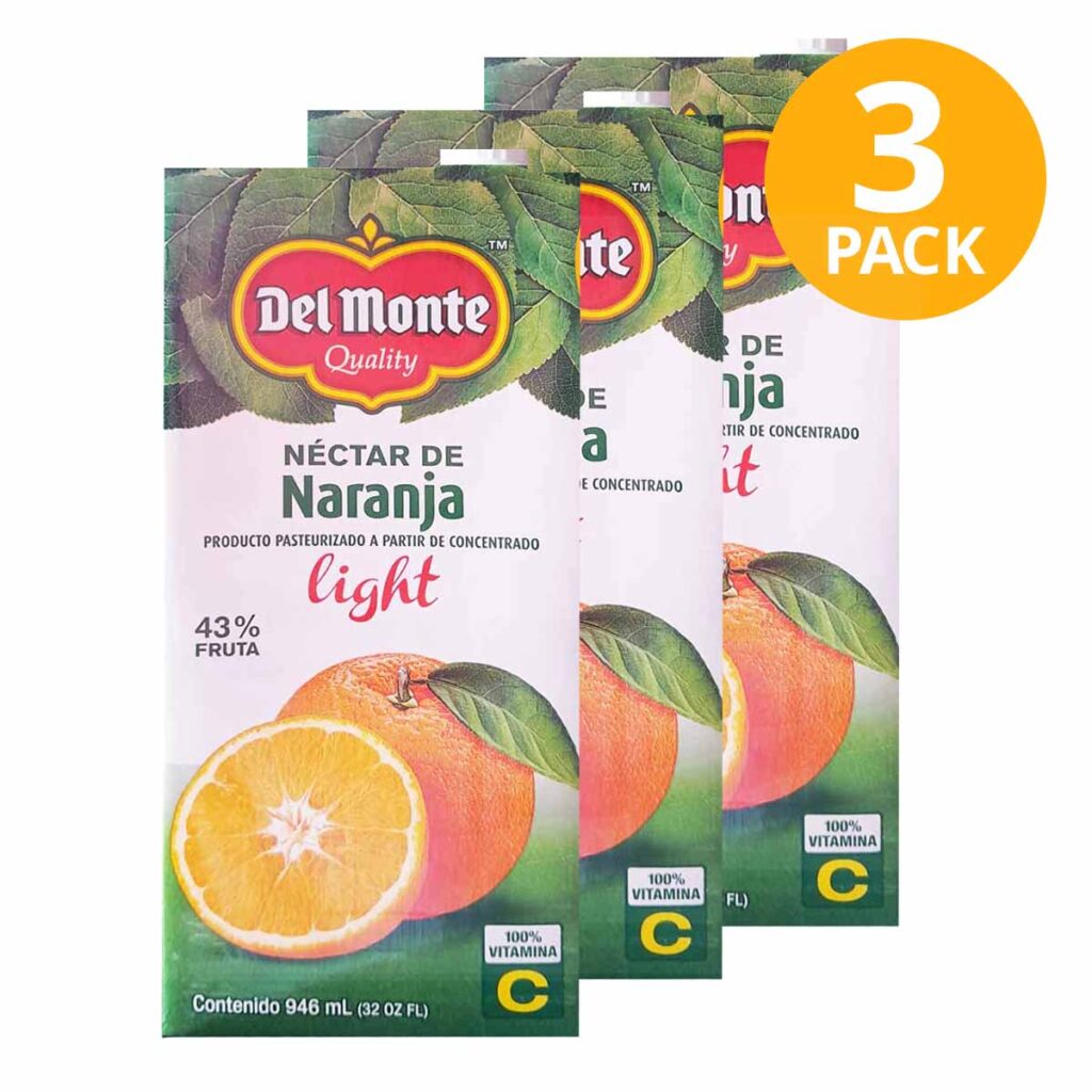 Del Monte Light, Néctar de Naranja 946 ml (Pack de 3) - Superunico - El ...