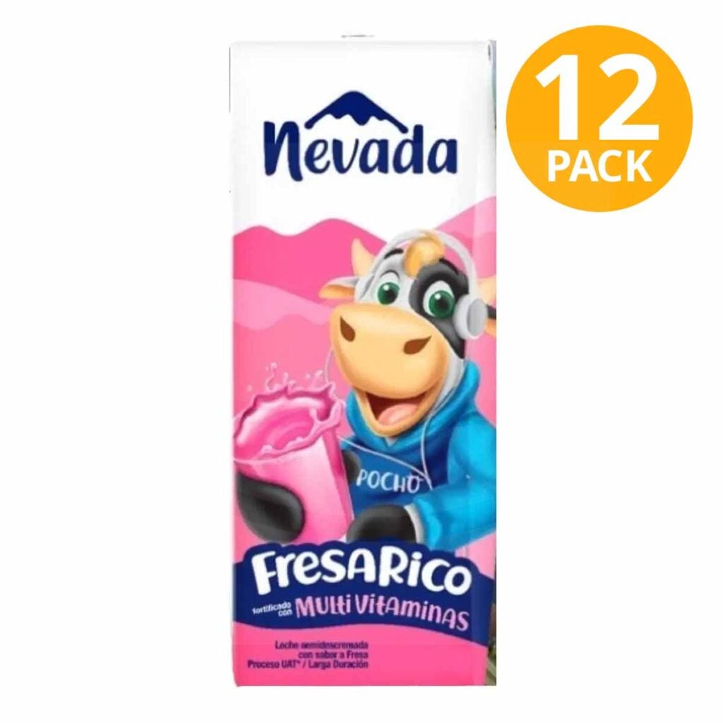 Nevada Fresarico, Leche con Sabor a Fresa, 200 ml (Pack de 12 ...