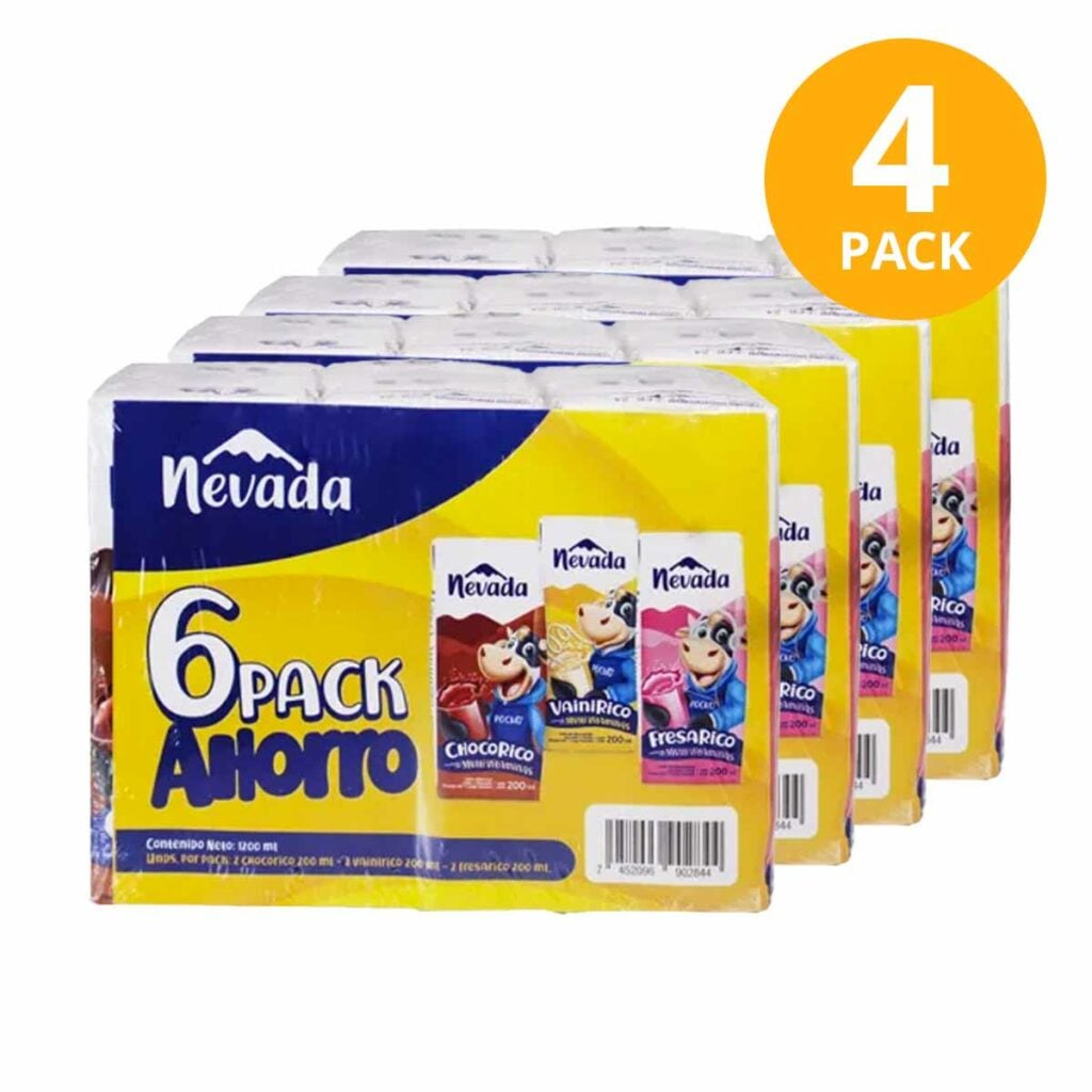 Nevada Leche Saborizada, 24 Unidades Surtidas, Chocolate, Vainilla y ...