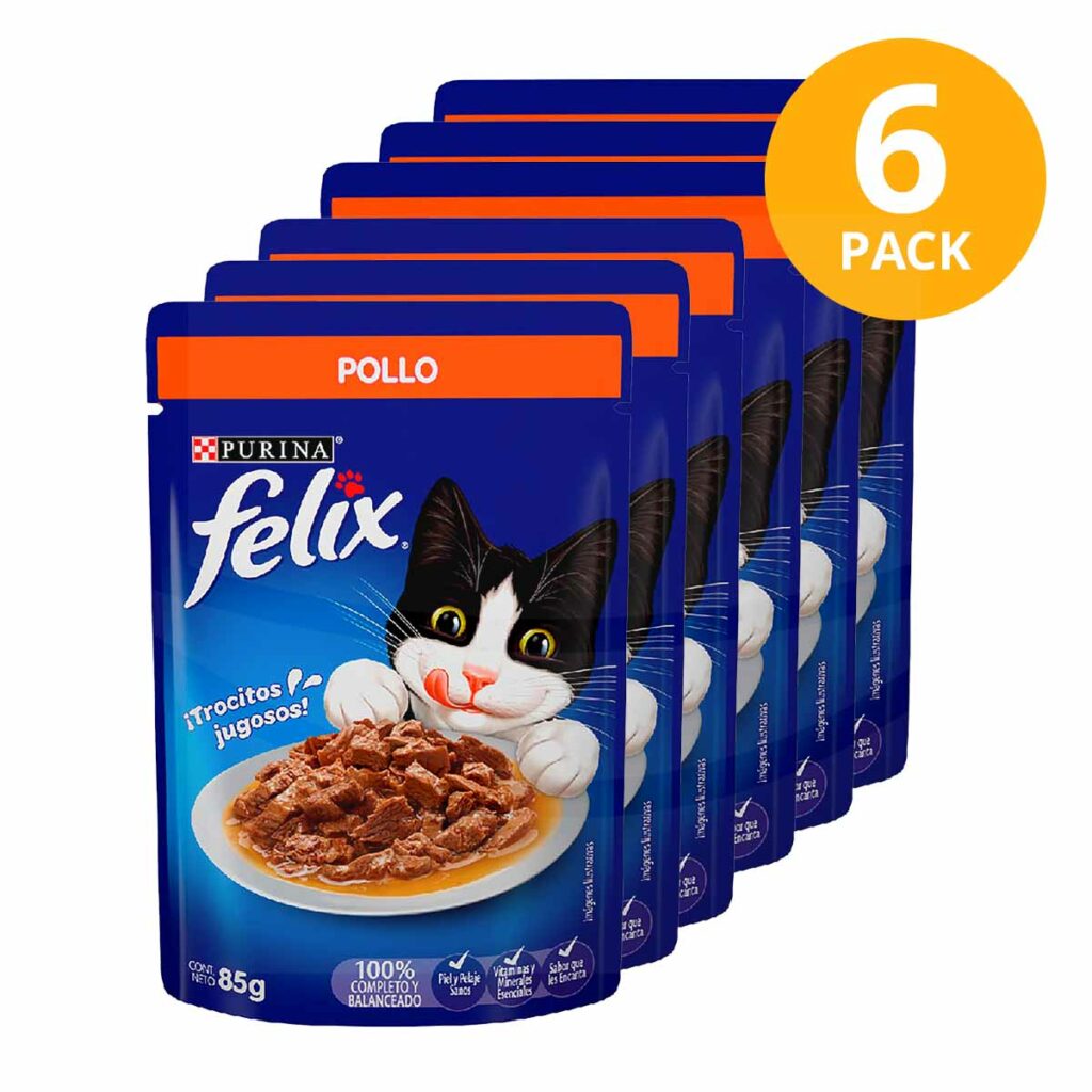 Purina Felix, Trocitos de Pollo para Gatos, 85 gr (Pack de 6 ...