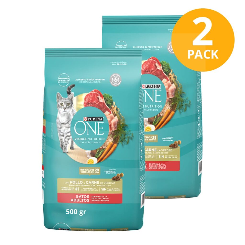 Purina One Visible Nutrition para Gatos, Pollo y Carne, 500 gr (Pack de ...