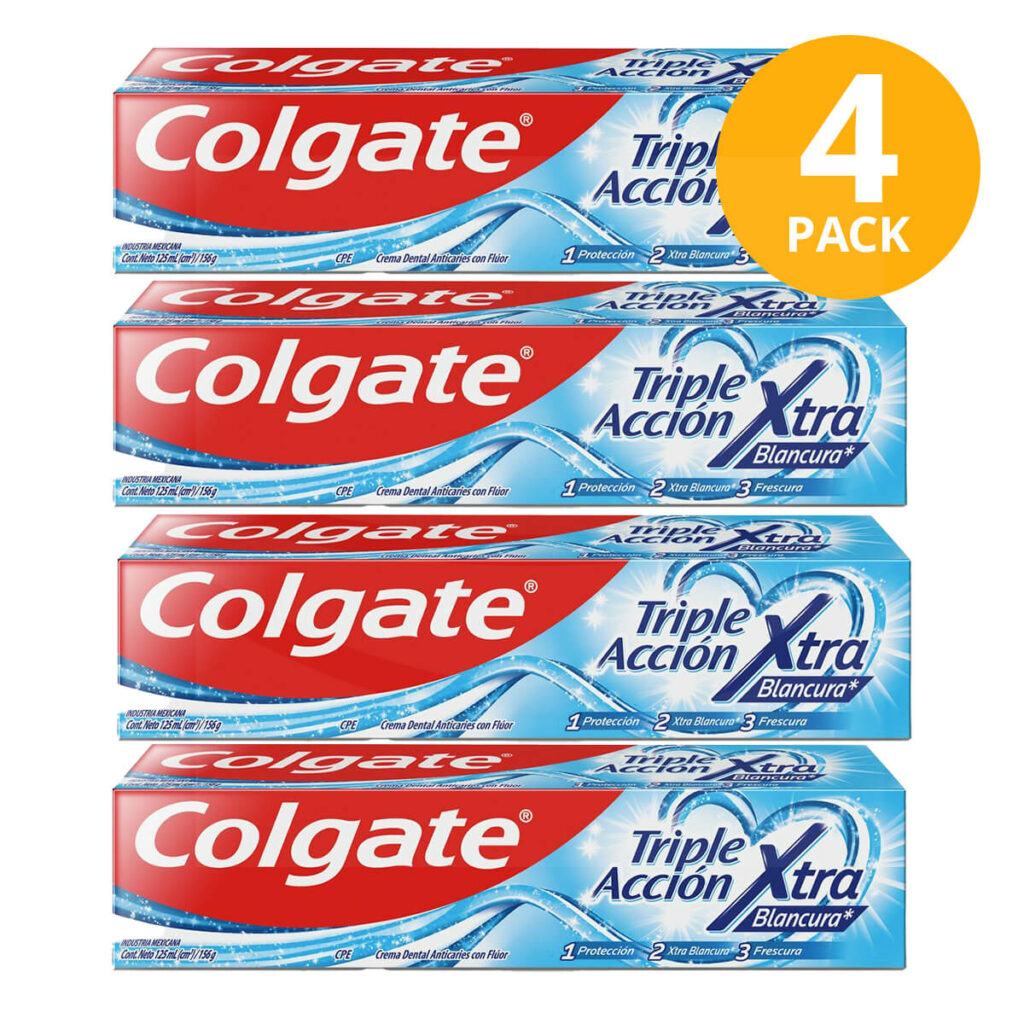 Colgate Triple Acción Xtra Blancura, Crema Dental, 125 ml (Pack de 4 ...