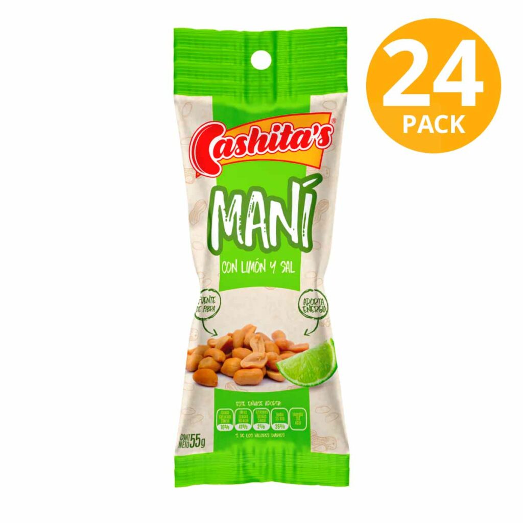 Maní con Limón y Sal, Cashita's, 55 gr (Pack de 24) - Superunico - El ...