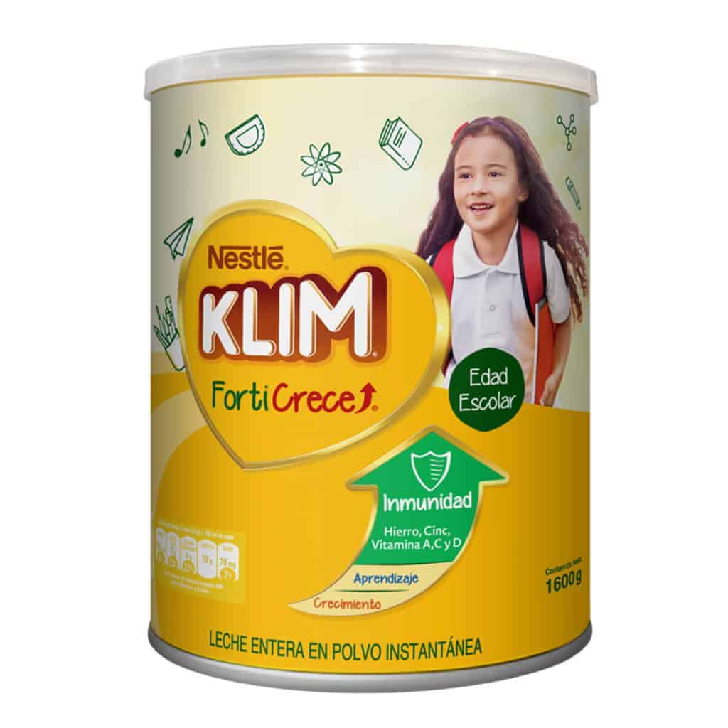 KLIM Forticrece Leche Entera Instantánea para Niños Lata, 1600 gr ...