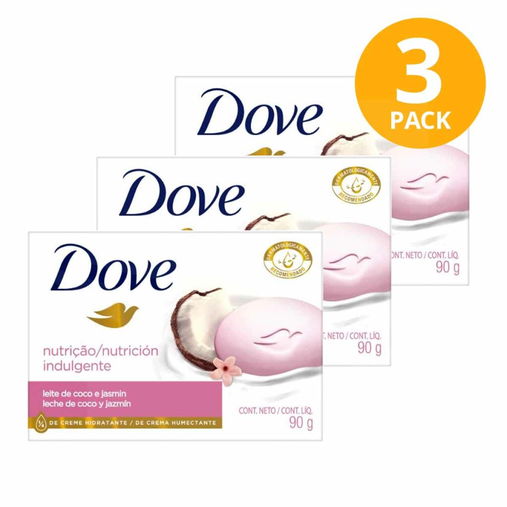 Dove Leche de Coco y Jazmín, Jabón en Barra, 90 gr (Pack de 3 ...