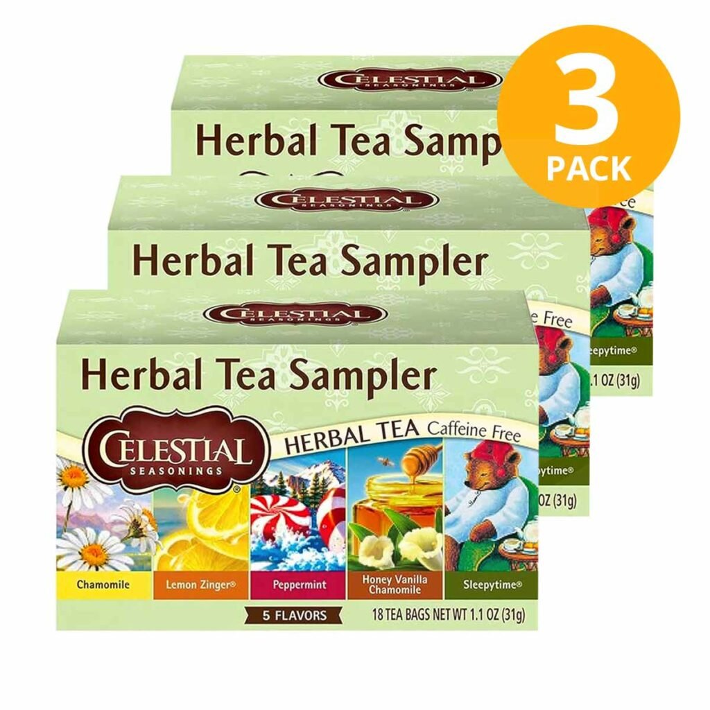 Celestial Seasonings, Herbal Tea Sampler, 60 Sobres de Té (Pack de 3 x ...