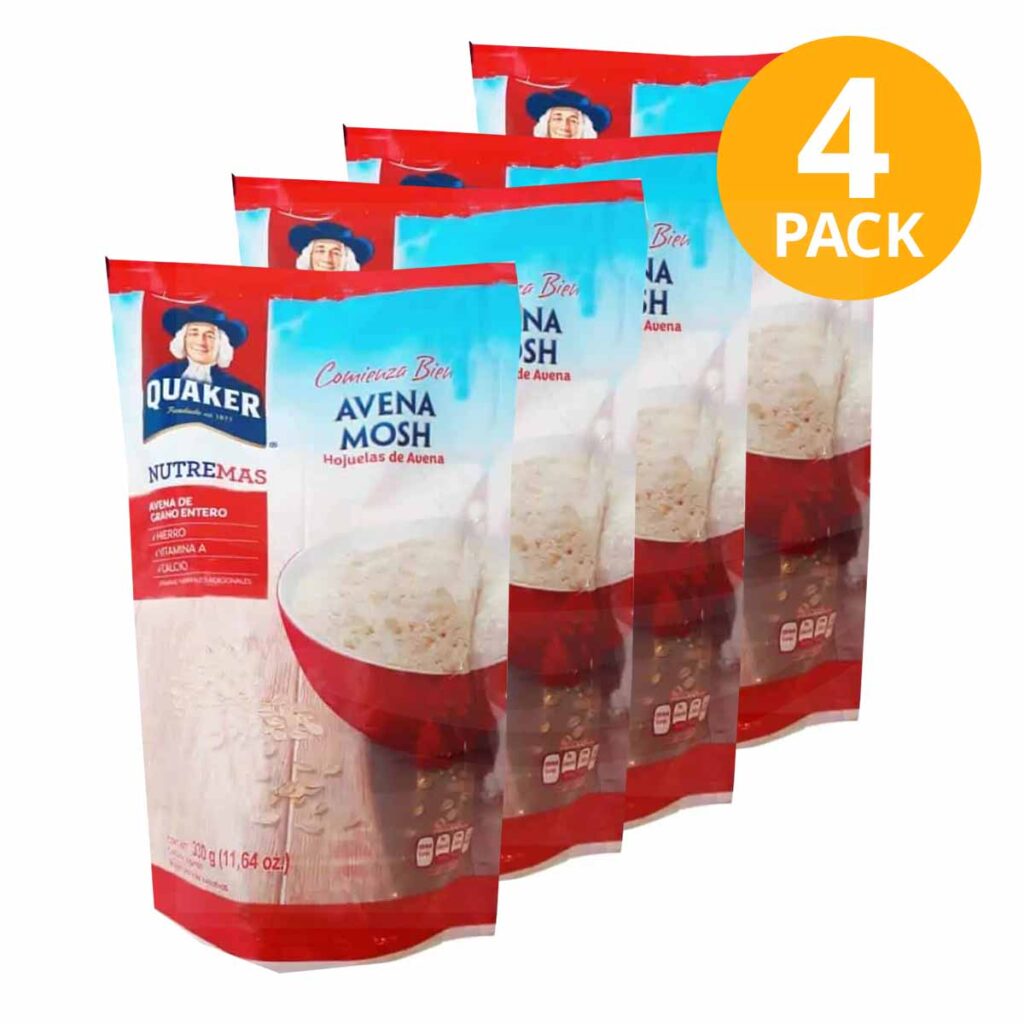 Quaker Avena Mosh, Hojuelas de Avena, 330 gr (Pack de 4) - Superunico ...