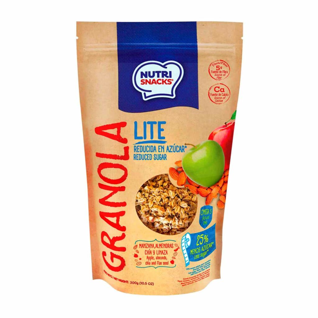 Nutrisnacks Granola Manzana Almendra Chía y Linaza, Reducida en Azúcar ...