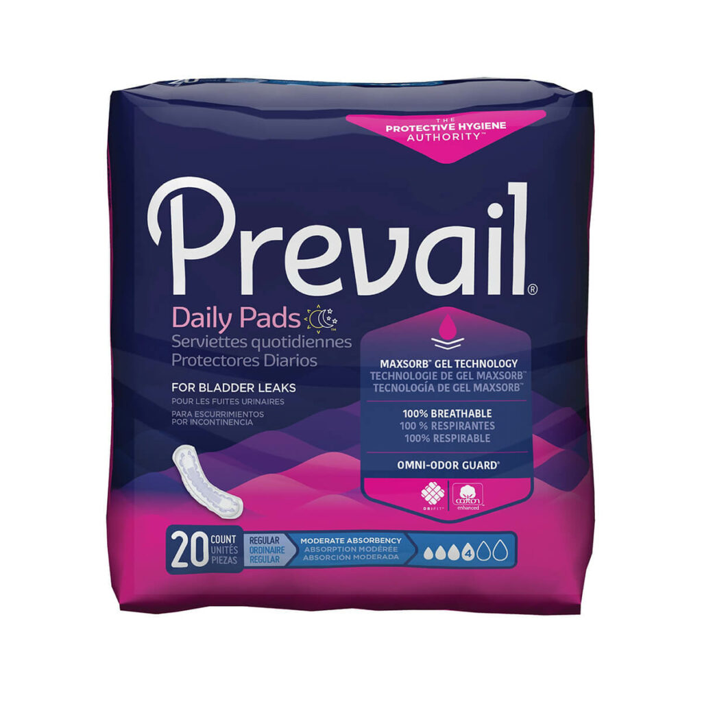 Prevail Daily Pads Regular, 20 Protectores Diarios para Incontinencia ...