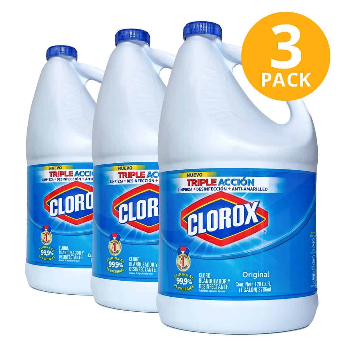 Clorox Blanqueador Pureza Cítrica, Cloro, 1 Galón (Pack de 3 ...